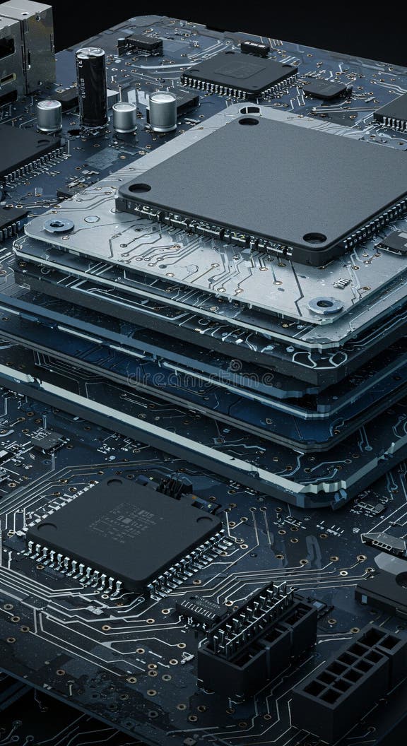 Computers Motherboard Portrait Vertical Abstract Colorful Background ...