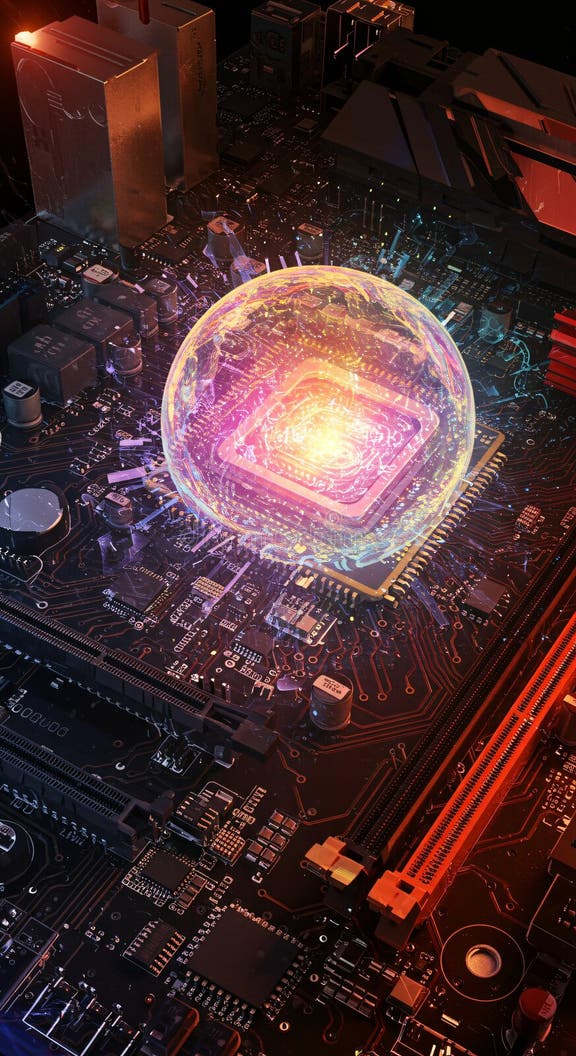 Computers Motherboard Portrait Vertical Abstract Colorful Background ...