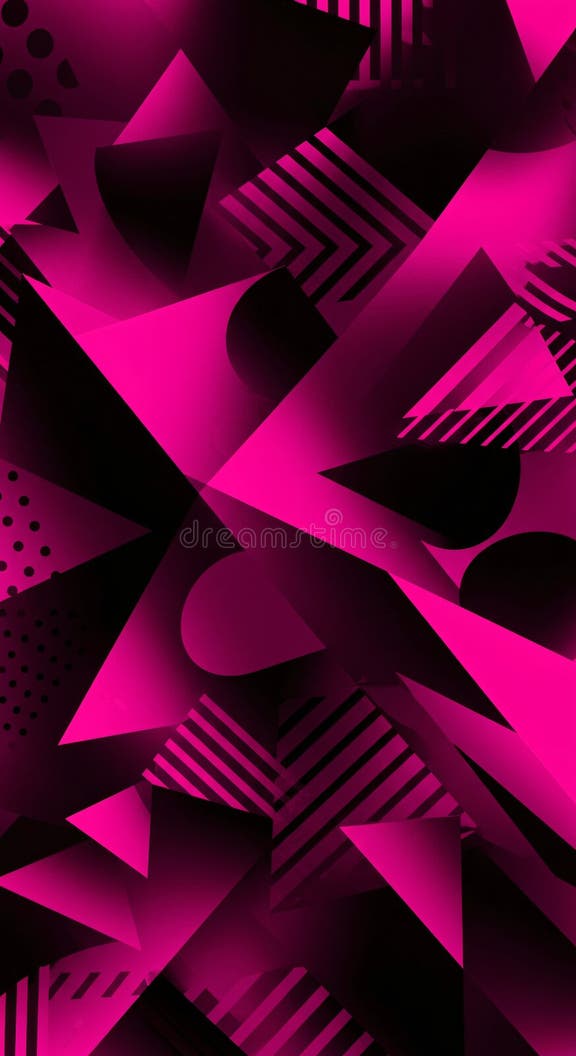 Pink Black Geometric Pattern Portrait Abstract Vector Digital Design ...
