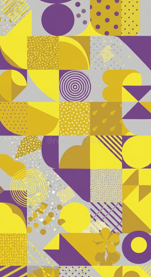 Purple Yellow Geometric Patterns Abstract Vector Digital Design ...