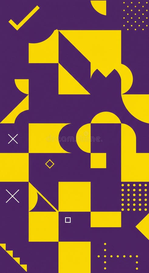Purple Yellow Geometric Patterns Abstract Vector Digital Design ...