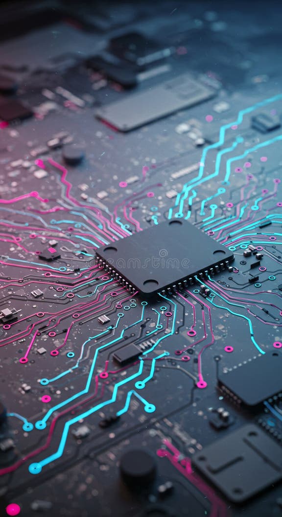 Computers Motherboard Portrait Vertical Abstract Colorful Background ...