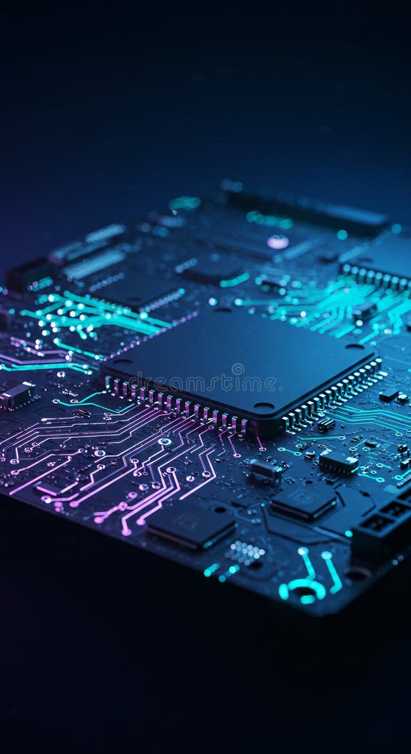 Computers Motherboard Portrait Vertical Abstract Colorful Background ...