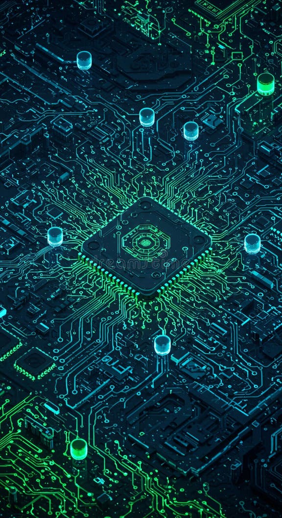 Computers Motherboard Portrait Vertical Abstract Colorful Background ...