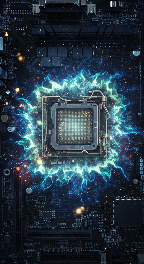 Computers Motherboard Portrait Vertical Abstract Colorful Background ...