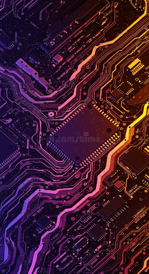 Computers Motherboard Portrait Vertical Abstract Colorful Background ...