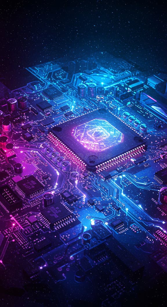 Computers Motherboard Portrait Vertical Abstract Colorful Background ...