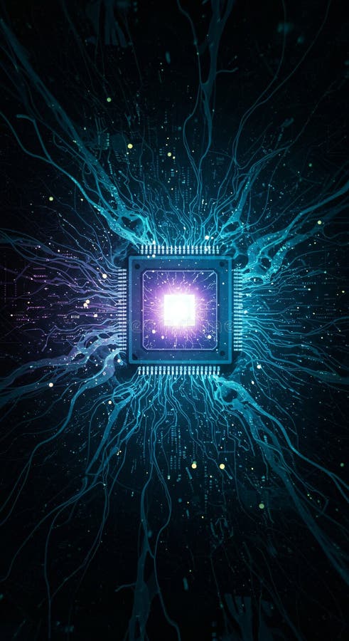 Computers Motherboard Portrait Vertical Abstract Colorful Background ...