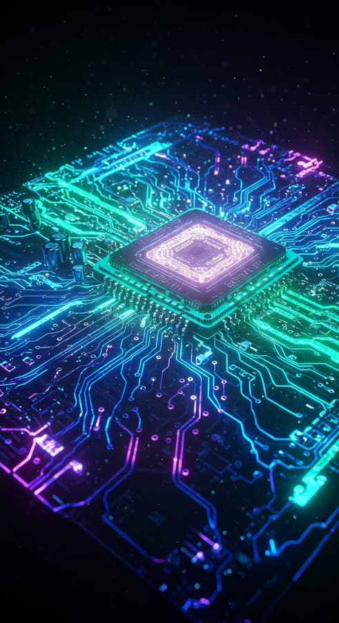 Computers Motherboard Portrait Vertical Abstract Colorful Background ...