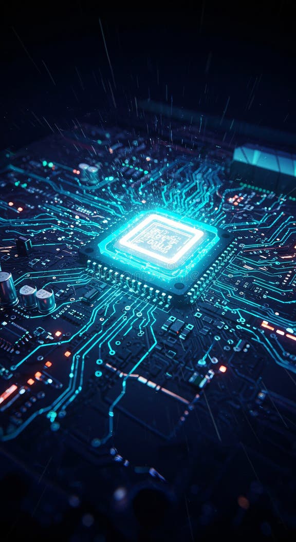 Computers Motherboard Portrait Vertical Abstract Colorful Background ...