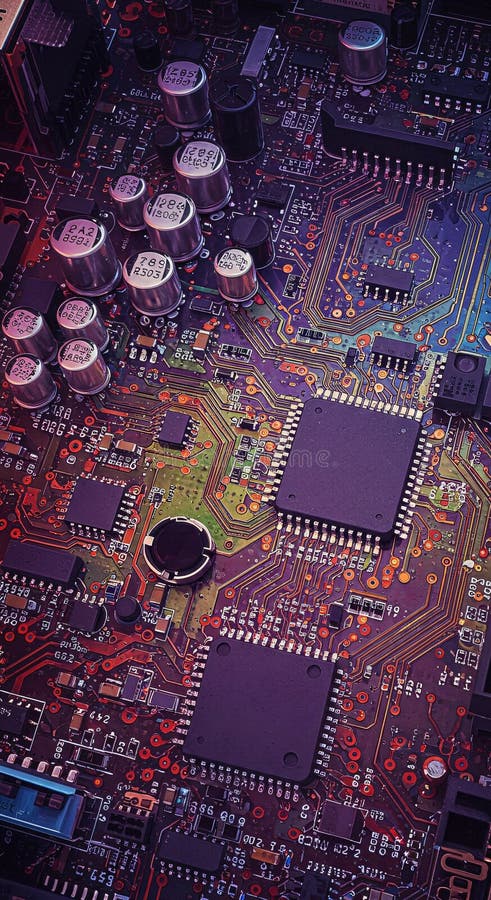 Computers Motherboard Portrait Vertical Abstract Colorful Background ...