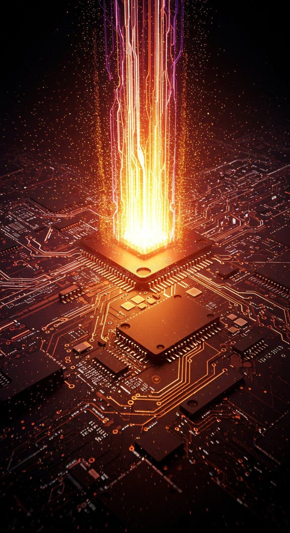 Computers Motherboard Portrait Vertical Abstract Colorful Background ...