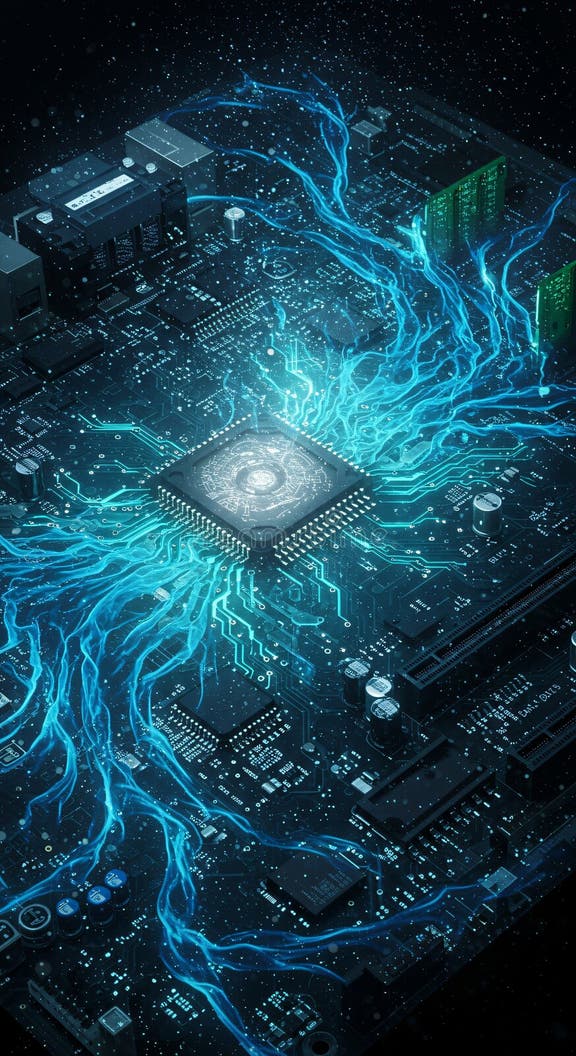 Computers Motherboard Portrait Vertical Abstract Colorful Background ...