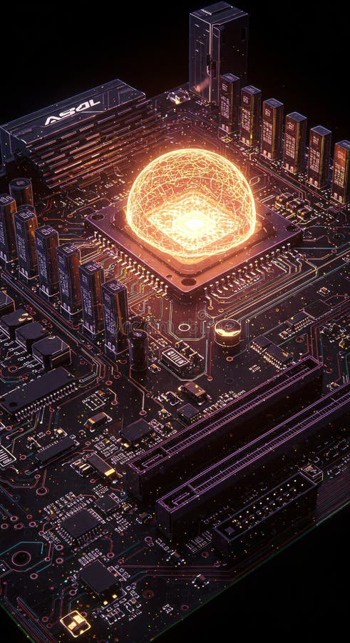 Computers Motherboard Portrait Vertical Abstract Colorful Background ...