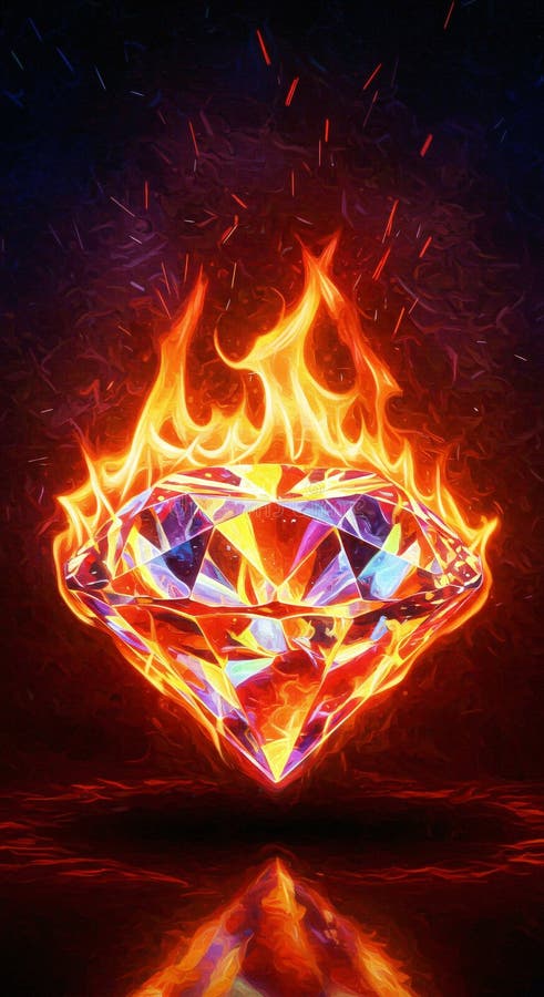 Burning Diamond Portrait Abstract Vector Digital Design Illustration ...