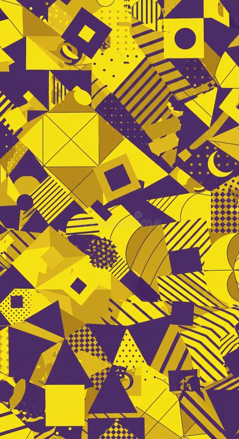 Purple Yellow Geometric Patterns Abstract Vector Digital Design ...