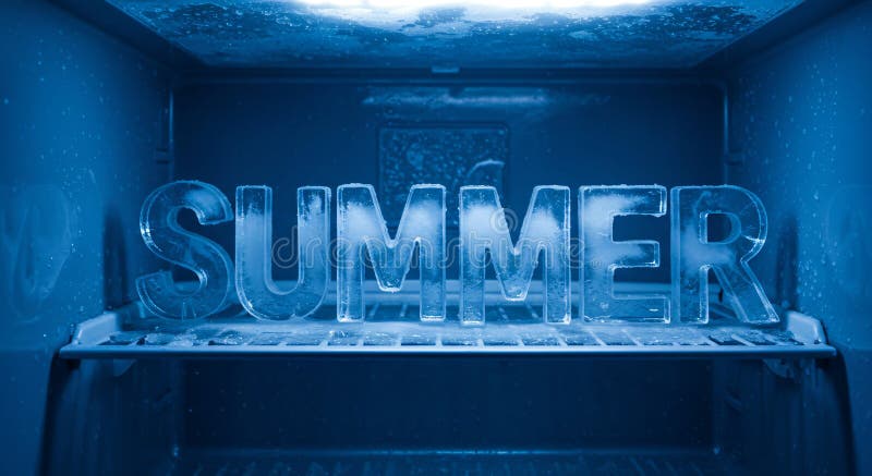 Word Summer Text Made of Ice in a Freezer Stock Illustration ...