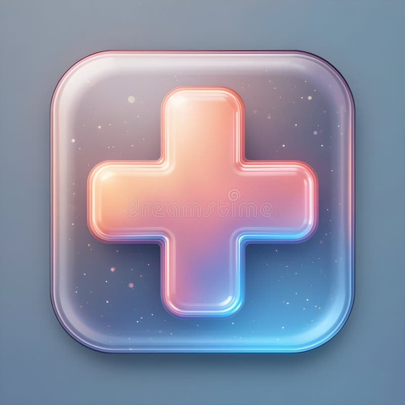 Glowing Medical Cross Icon in Soft Blue Box - Healthcare Symbol for ...