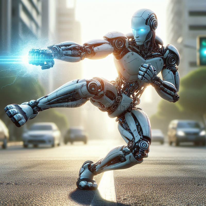 Robot are Punching Someone Enemy Stock Vector - Illustration of sports ...