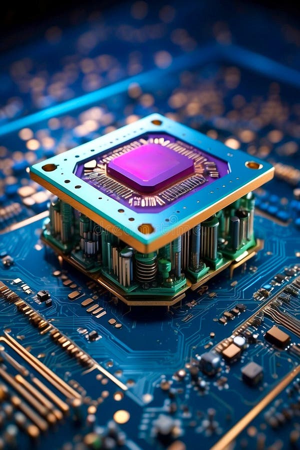 Image of an Ai Processor Chip and Cpu Circuit Board - Luminescent ...