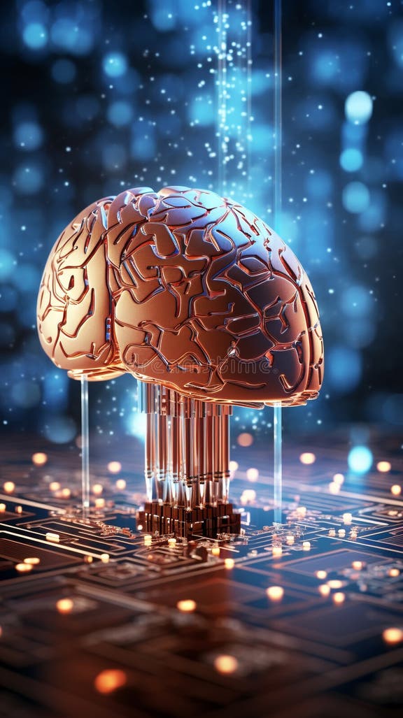 AI Robotic Brain with Glowing Digital Circuits - a Picture Highlighting ...