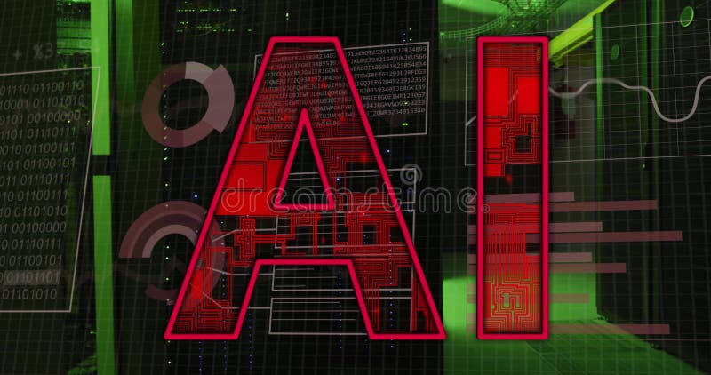 Image of Ai Text and Data Processing Over Computer Servers Stock Image ...