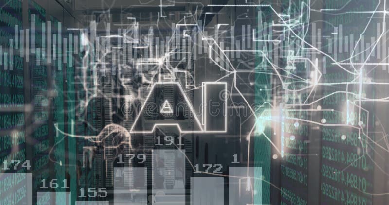 Image Of Ai Text And Data Processing Over Computer Servers Stock Image Image Of Intelligence