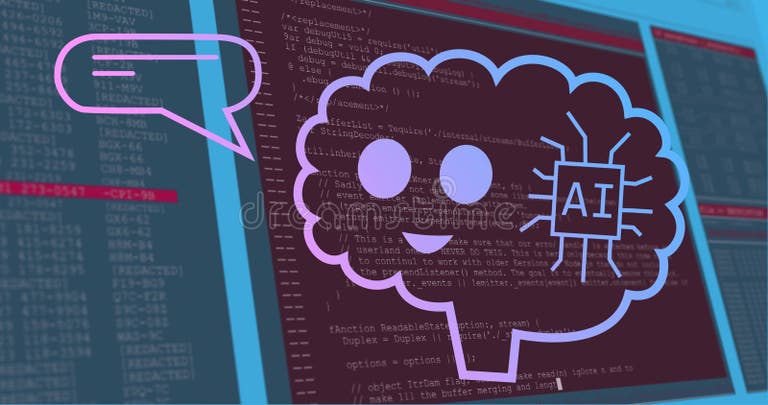 Image of Ai Text and Icon and Data Processing Stock Illustration ...