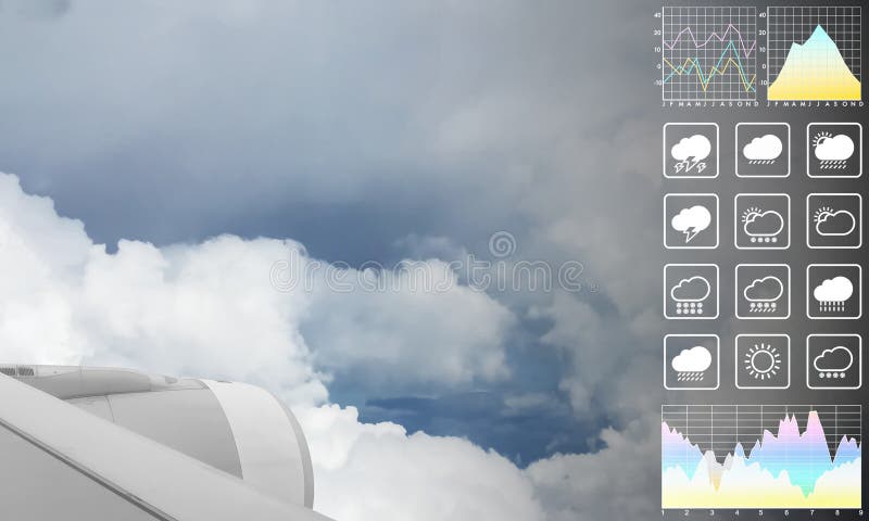 Image from Aircraft Window on Dramatic Storm Clouds with Graph and ...