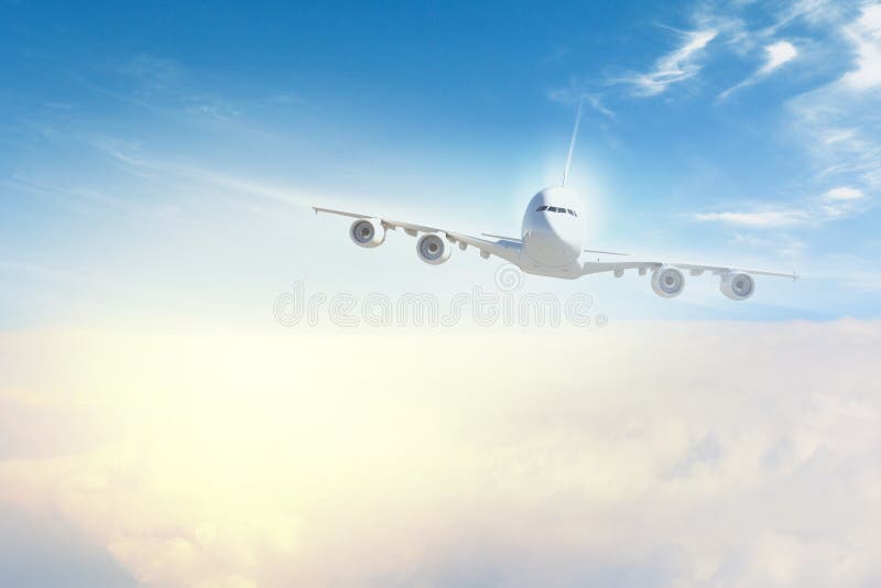 Passenger Jet Plane Flying Low Over Rough Water Stock Photo - Image of ...