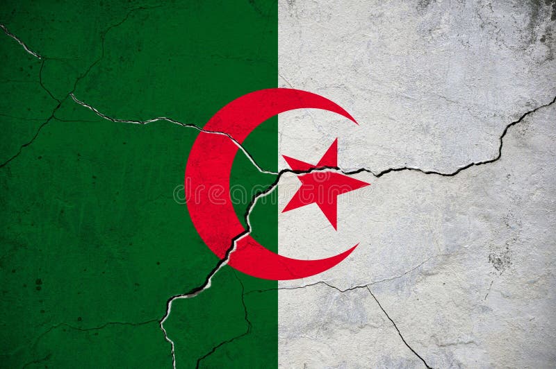 An Image of the Algeria Flag on a Wall with a Crack Stock Illustration ...