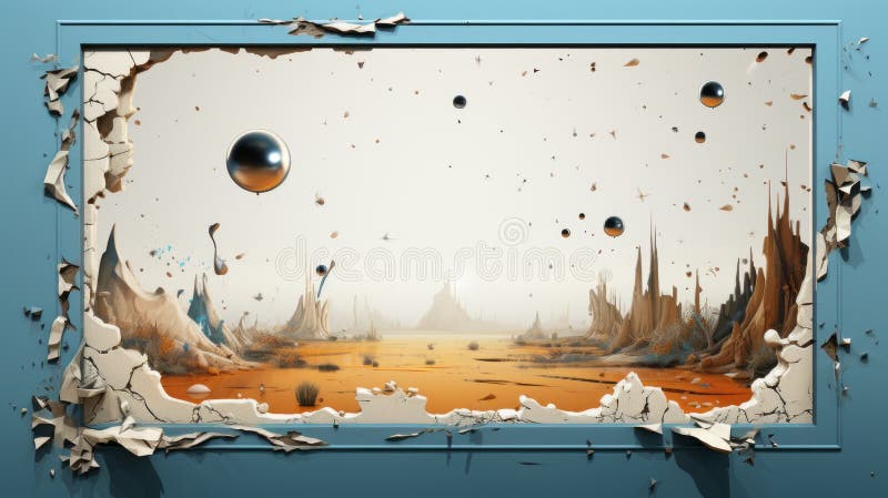 An Image of an Alien Landscape with a Hole in the Wall Stock ...