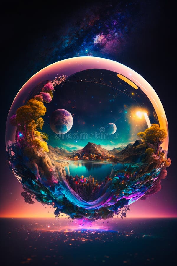 An Image of an Alien Planet in Glass Sphere. Generative AI Stock ...