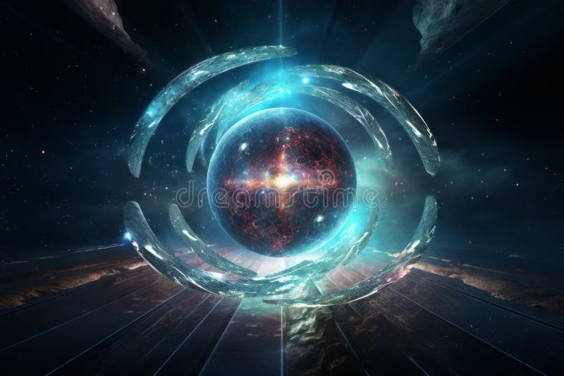 An Image of an Alien Planet with a Ring Around it Stock Illustration ...