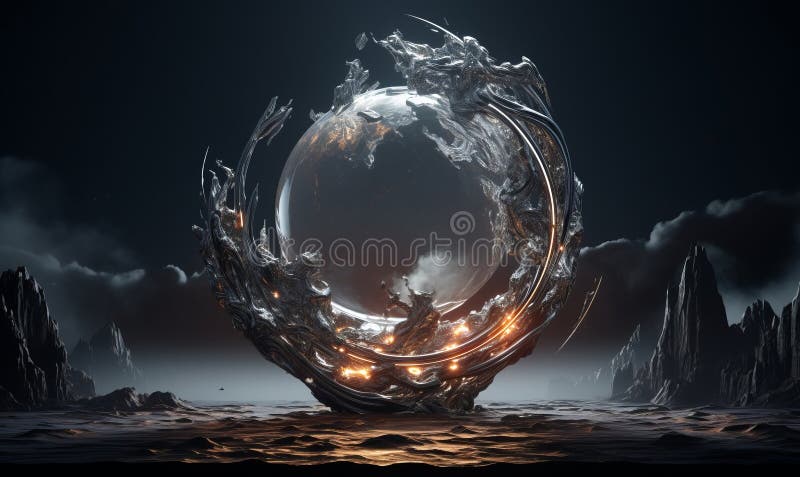 An Image of an Alien Planet Surrounded by Fire and Smoke Stock ...