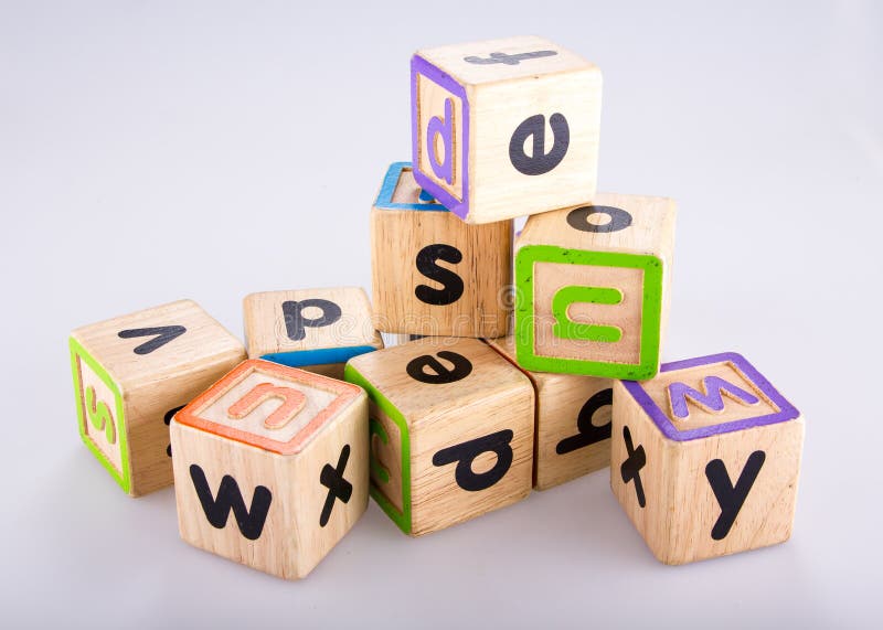 Colorful Alphabet Blocks with All Vowels Stock Image - Image of ...