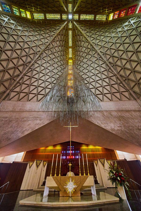 Altar View with Elaborate Ceiling Inside Cathedral of Saint Mary of the ...