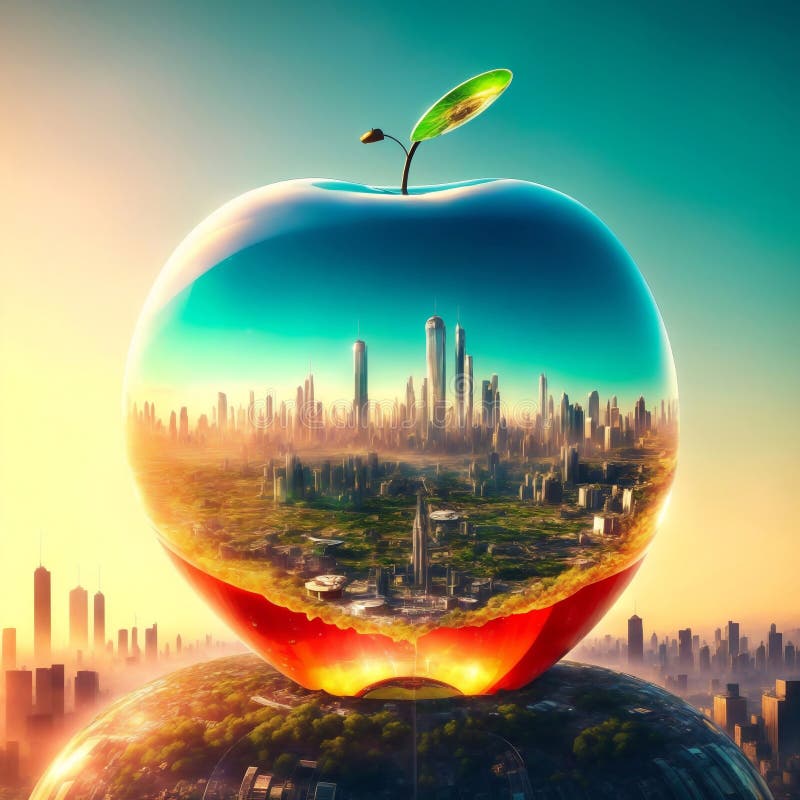 Image of an Amazing Giant Colossal Glass Apple-shaped Containing a ...