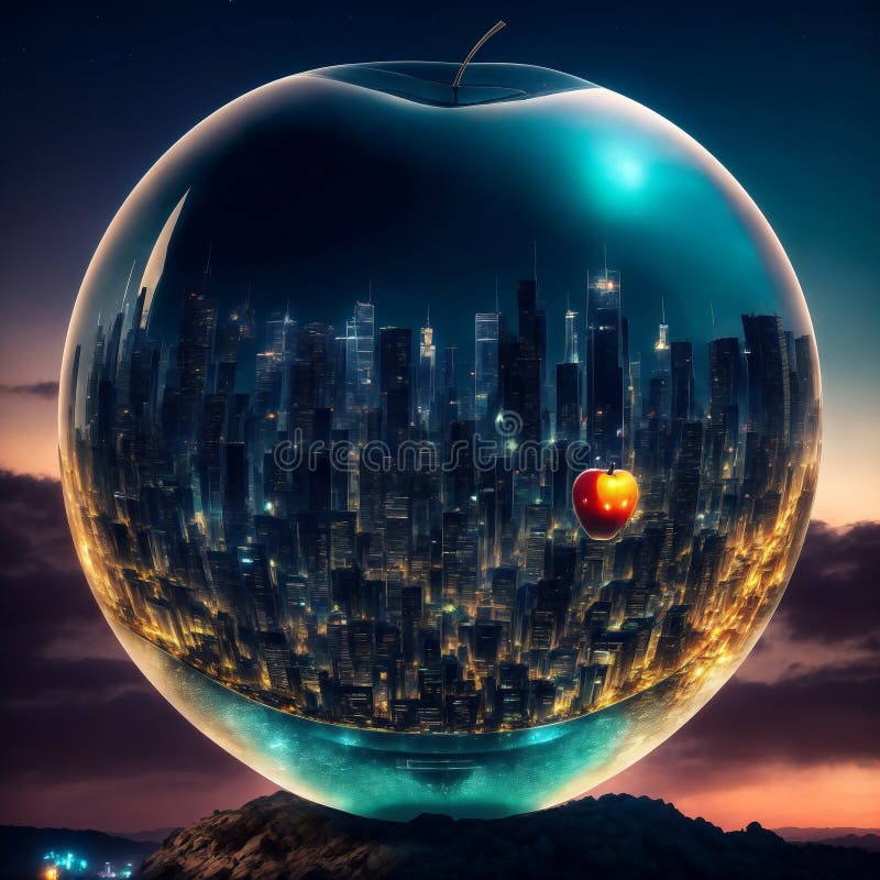 Image of an Amazing Giant Colossal Glass Apple-shaped Containing a ...