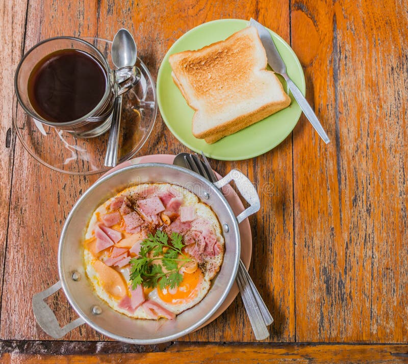 American Breakfast Cooked and Looks Delicious in Restaurant Stock Image ...