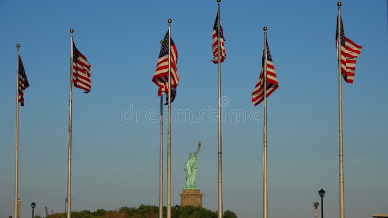 American Flags and Statue of Liberty Stock Photo - Image of rights ...