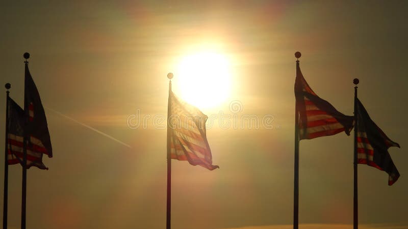 Us Flags at Sundown stock photo. Image of night, banner - 265610350