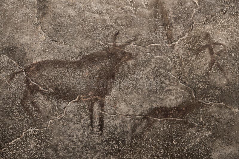 An Image of Ancient Animals on the Wall Stock Photo - Image of cave ...