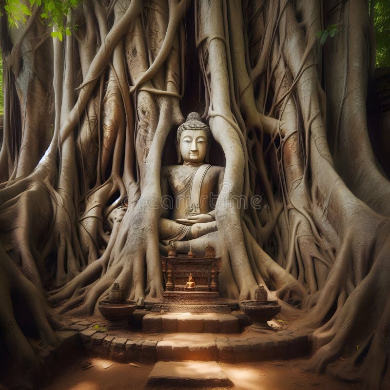 Image of an Ancient Buddha Statue in a Magical Forest in the Hidden ...