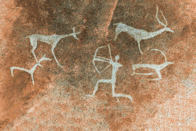 Image of an Ancient Hunt on a Cave Wall. Stock Photo - Image of hunting ...