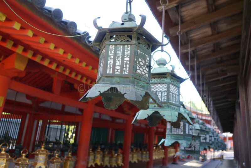 Temple with lanterns stock illustration. Illustration of building ...