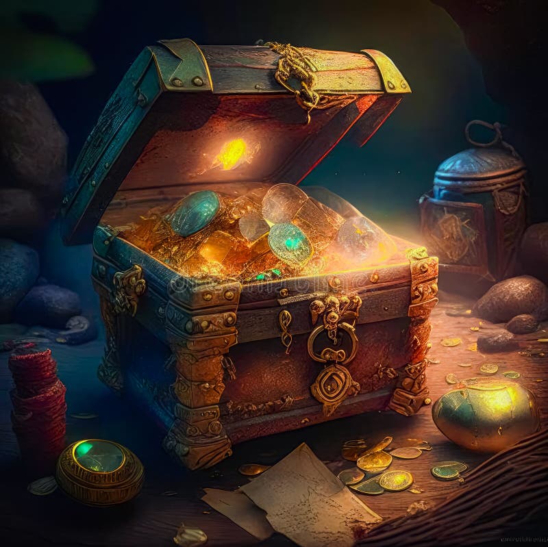 Image of an Ancient Treasure in a Chest. Generative AI Stock Photo ...