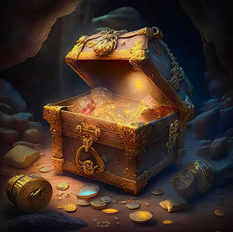 Image of an Ancient Treasure in a Chest. Generative AI Stock Photo ...