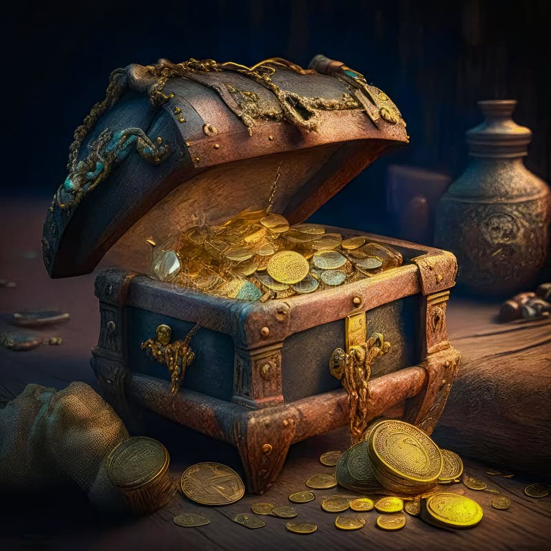 Image of an Ancient Treasure in a Chest. Generative AI Stock Photo ...