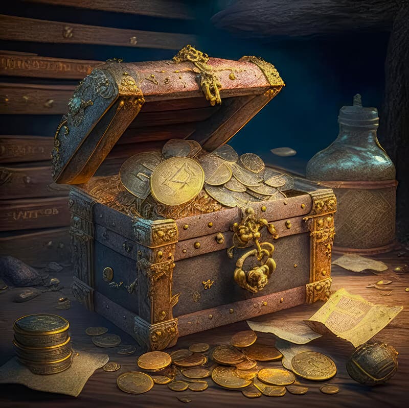 Image of an Ancient Treasure in a Chest. Generative AI Stock Image ...